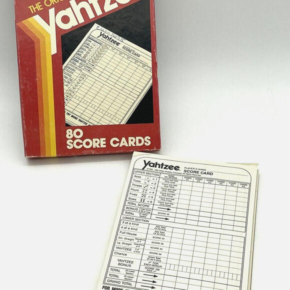 Milton Bradley | Games | Yahtzee Score Card Refills Full Box Of 8 Cards ...